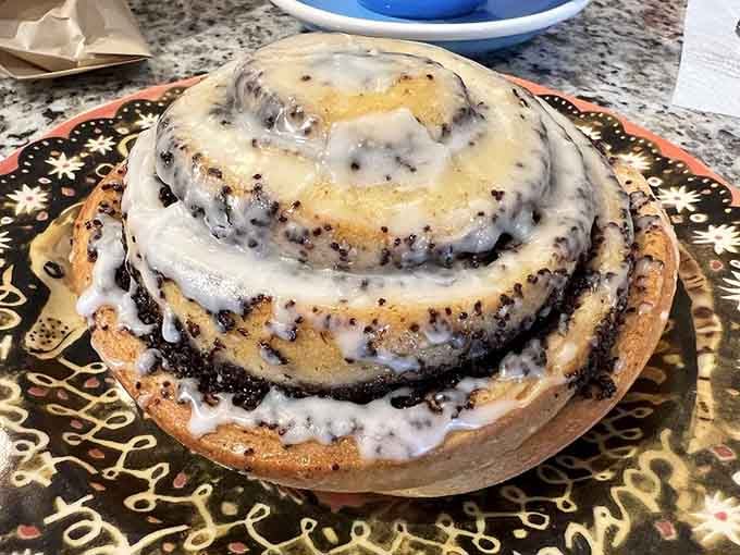 That lemon poppyseed swirl is so generous with the glaze, it makes Cinnabon look downright restrained.