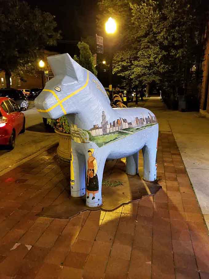 This painted Dala horse sculpture celebrates Swedish heritage with more charm than a thousand IKEA catalogs combined.