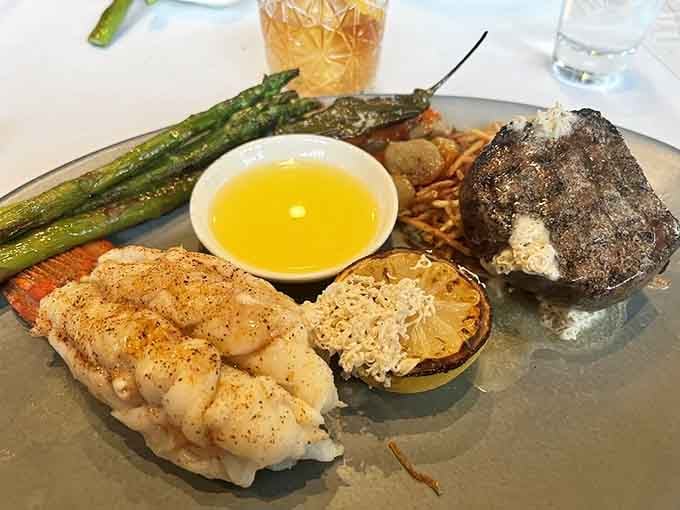 Wagyu filet meets lobster tail in what can only be described as the ultimate surf and turf romance.