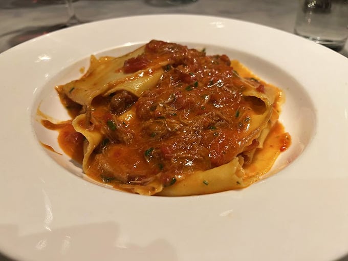 Pappardelle ribbons draped in sauce that proves wide noodles really do have more fun at dinner parties.