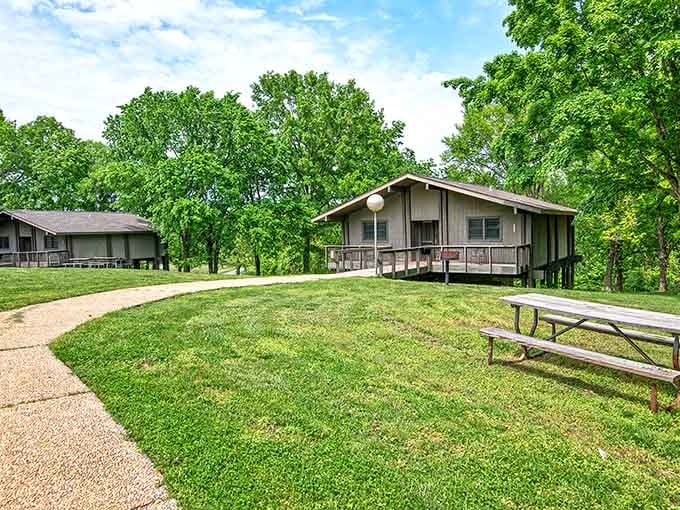 Cozy cabins nestled in greenery offer the perfect basecamp for your inland beach adventure.