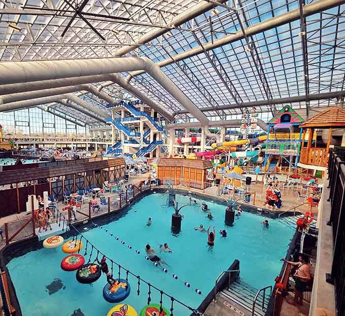 The wave pool draws crowds like a magnet, creating that perfect beach vibe without sand in uncomfortable places.