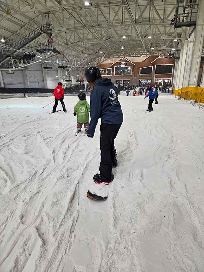 The lodge area brings that cozy ski resort vibe without the three-hour drive through mountain roads to get there.