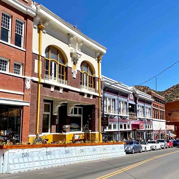 Yellow arches frame Main Street like a postcard from Arizona's most photogenic era, minus the Instagram filters.