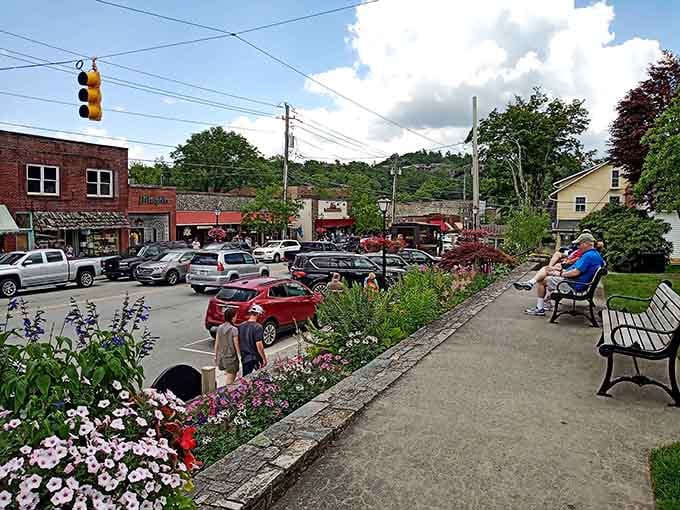 Downtown Blowing Rock proves that flower boxes and park benches can create more joy than any theme park ever could.