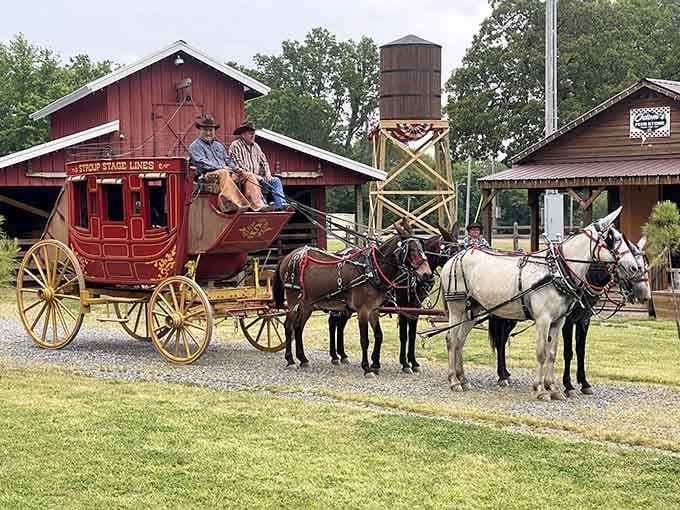 An authentic stagecoach pulled by actual horses because some experiences deserve more than just Instagram filters.