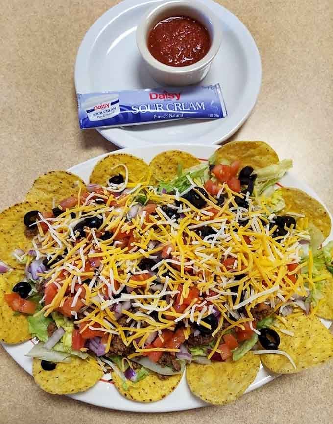 That taco salad isn't messing around with portions, proving once again that the eastern plains understand the assignment when it comes to feeding people.