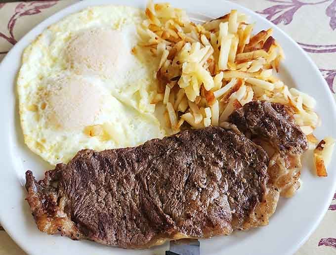 Steak and eggs done right: because sometimes you need protein that can fuel both your appetite and your dreams.