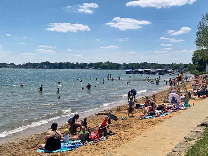 When the beach is this packed and everyone's still smiling, you know you've found something special in Indiana.