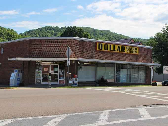 Even Dollar General looks charming when it's backed by mountains that put on this kind of show.