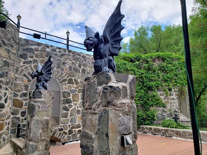 Gothic gargoyles perched on castle walls&mdash;your neighborhood HOA could never handle this level of architectural drama.