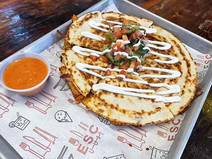 Golden, griddled perfection with that signature crema drizzle that makes quesadillas worth writing home about every single time.