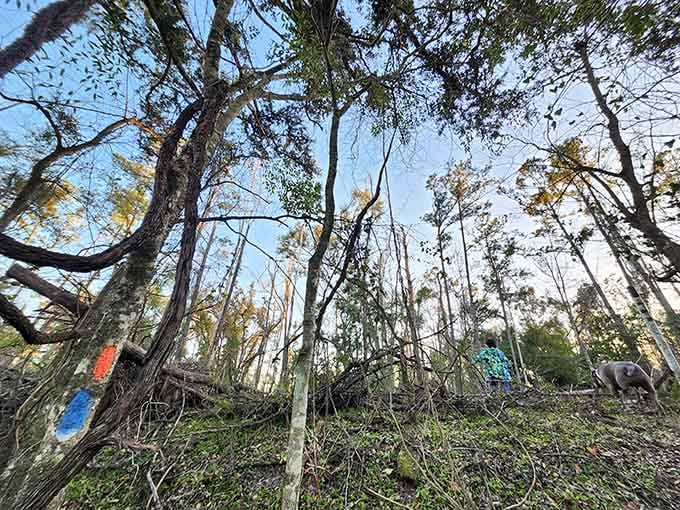 Spanish moss and tangled branches create the kind of atmospheric woodland that makes every walk feel like an adventure film.