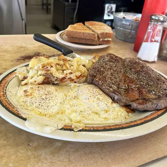 Steak and eggs done right, the kind of breakfast that makes you understand why mornings exist.