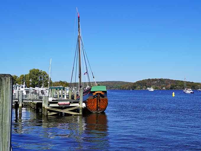 The marina welcomes classic wooden boats that have more character than most people you'll meet on social media.