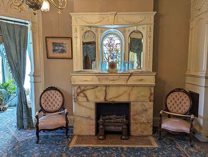 This fireplace has hosted more important conversations than your entire family's group chat combined, guaranteed.