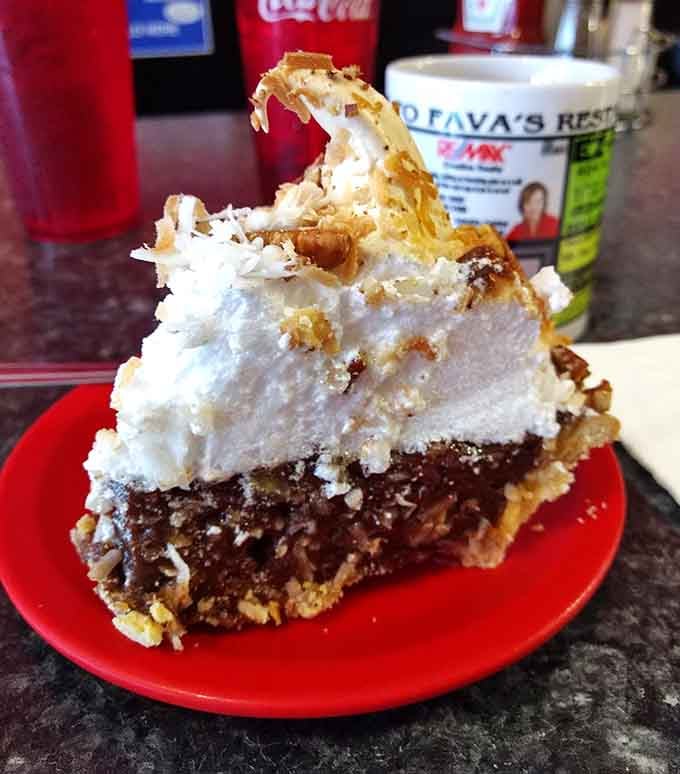 That meringue stands taller than most people's ambitions, and it tastes even better than it looks.