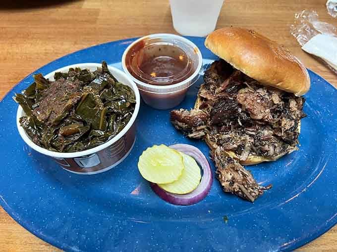 Chopped brisket piled high with pickles and onions, because subtlety is overrated when you're this hungry.