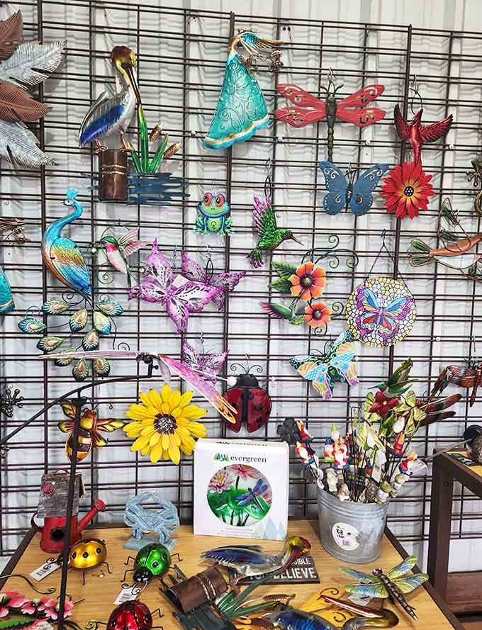 Metal garden art featuring butterflies, hummingbirds, and creatures that'll make your neighbors wonder about your decorating choices.