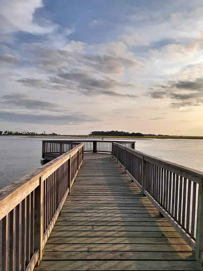 Wardle's Landing Pier stretches toward horizons that make you forget whatever you were worried about back on the mainland.