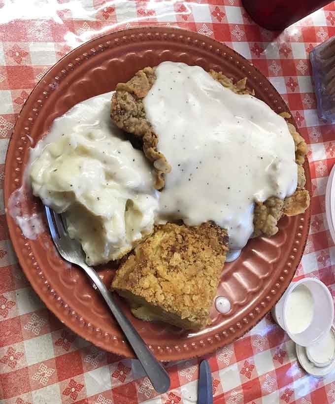 Chicken fried steak so generously portioned and perfectly golden, it deserves its own zip code and fan club.