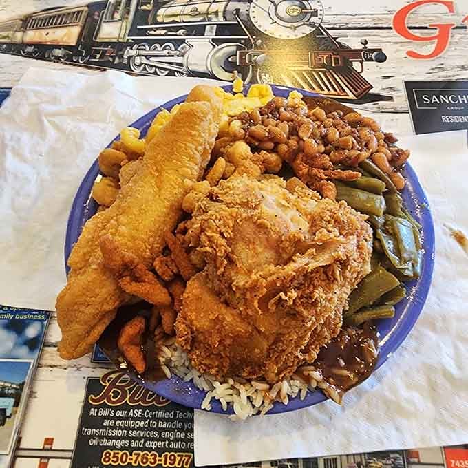 This plate has more layers than a soap opera plot, and every single one of them is delicious.