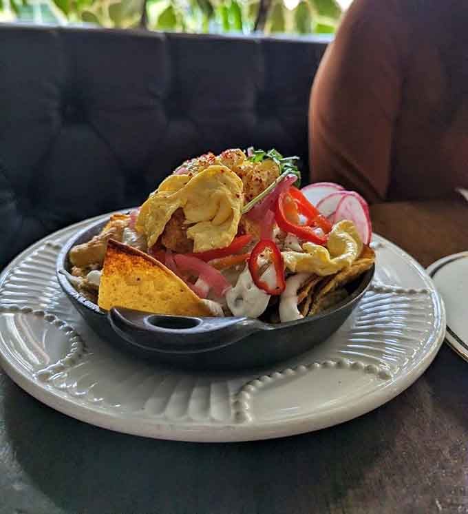 Chilaquiles topped with a perfectly runny egg, because some mornings demand this level of deliciousness.
