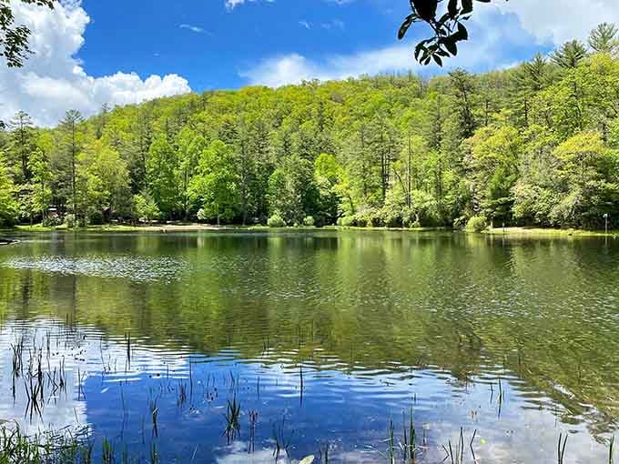 Cliffside Lake mirrors the sky so perfectly, you'll question which way is up in the best possible way.