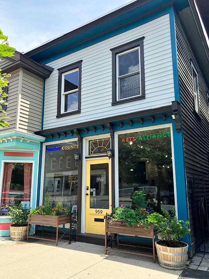 Art galleries in painted Victorians hit different, like someone turned a dollhouse into a cultural hub.