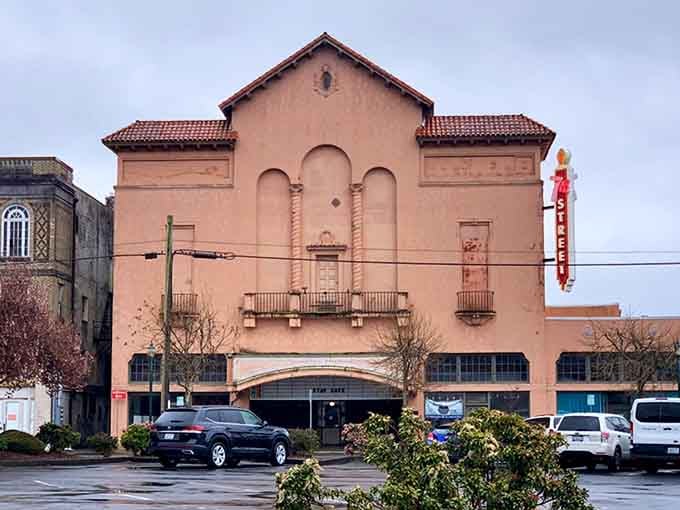 The 7th Street Theatre's facade proves that small towns knew how to build entertainment palaces with style.