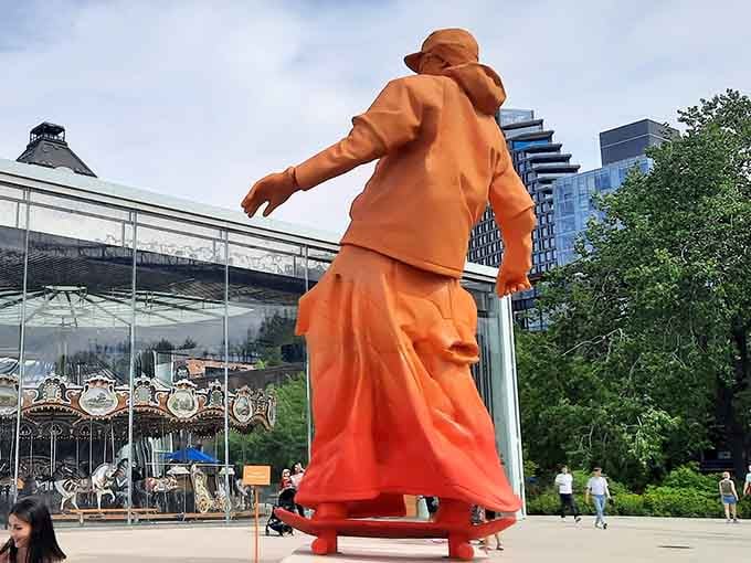 Brooklyn Bridge Park's public art adds whimsy to your carousel visit, because why shouldn't giant sculptures join the fun?