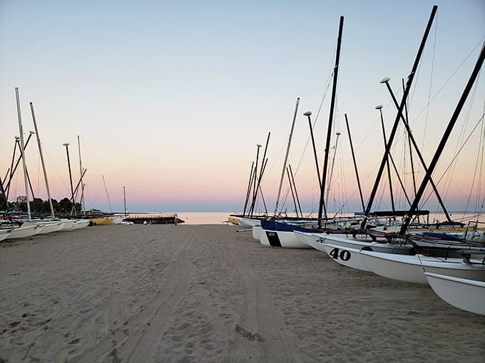 Sunset paints the sky while boats rest peacefully, creating that Instagram-worthy moment you didn't plan for.
