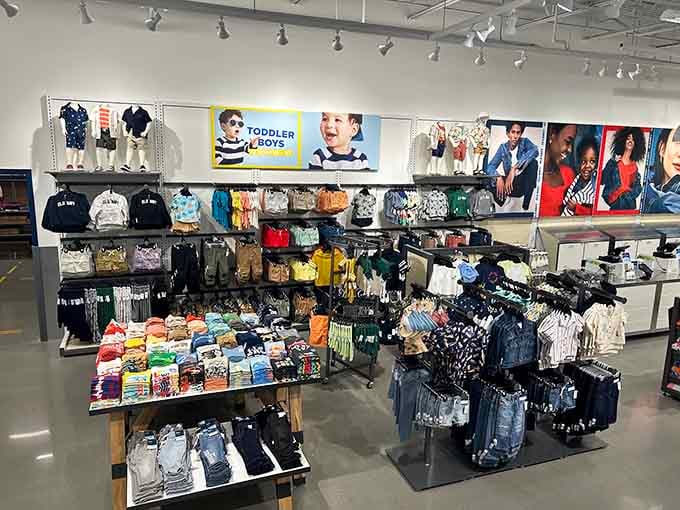 The children's section offers everything tiny humans need, from onesies to outfits that'll survive approximately three playground visits.