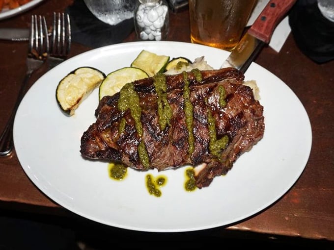A perfectly cooked steak with chimichurri that'll make you forget you're nowhere near Argentina.