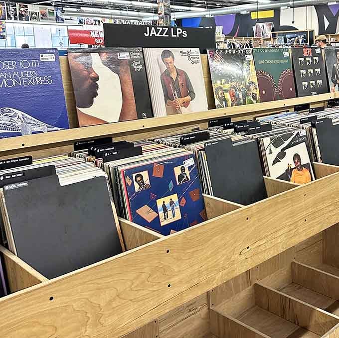 Jazz LPs lined up and ready to transport you straight to a smoky club in 1959.