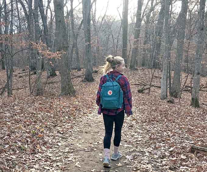 Into the woods she goes, probably discovering more peace than any meditation app could ever provide.