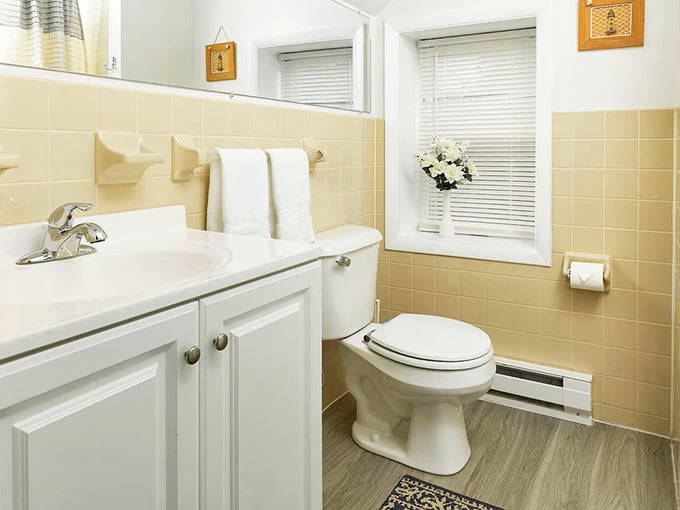 Clean, bright, and thoughtfully appointed—because even farm stays deserve proper facilities that don't involve outhouses.