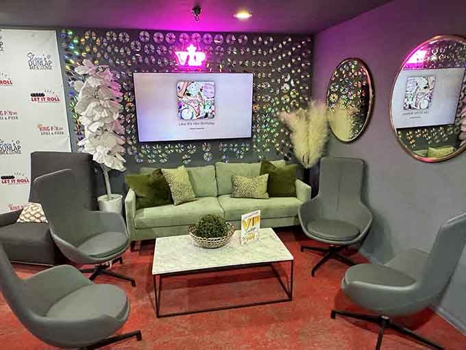 This lounge area proves waiting for your lane can be just as stylish as the game itself.