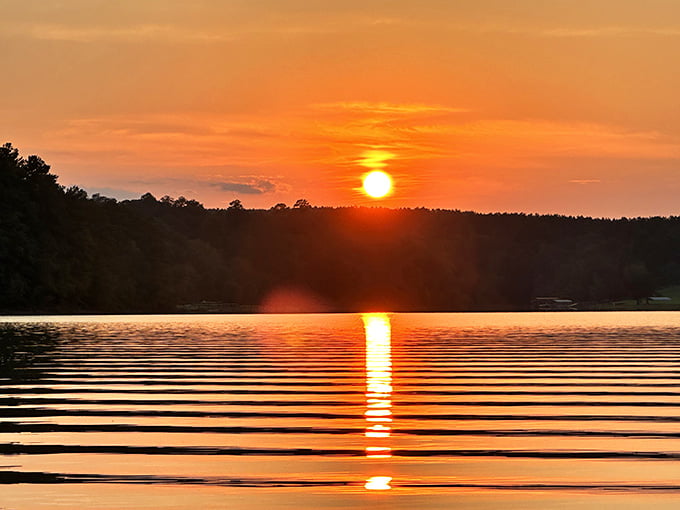 Golden hour at the lake, proving that Alabama sunsets deserve their own standing ovation every night.