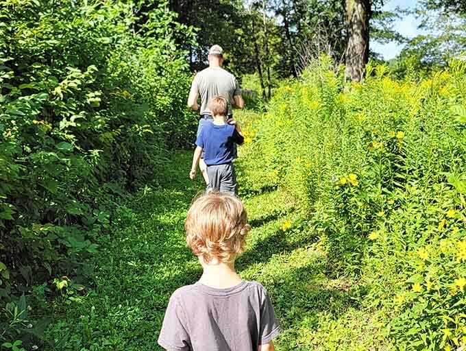 Following the trail through vibrant wildflowers feels like walking through Wisconsin's version of a time machine garden.