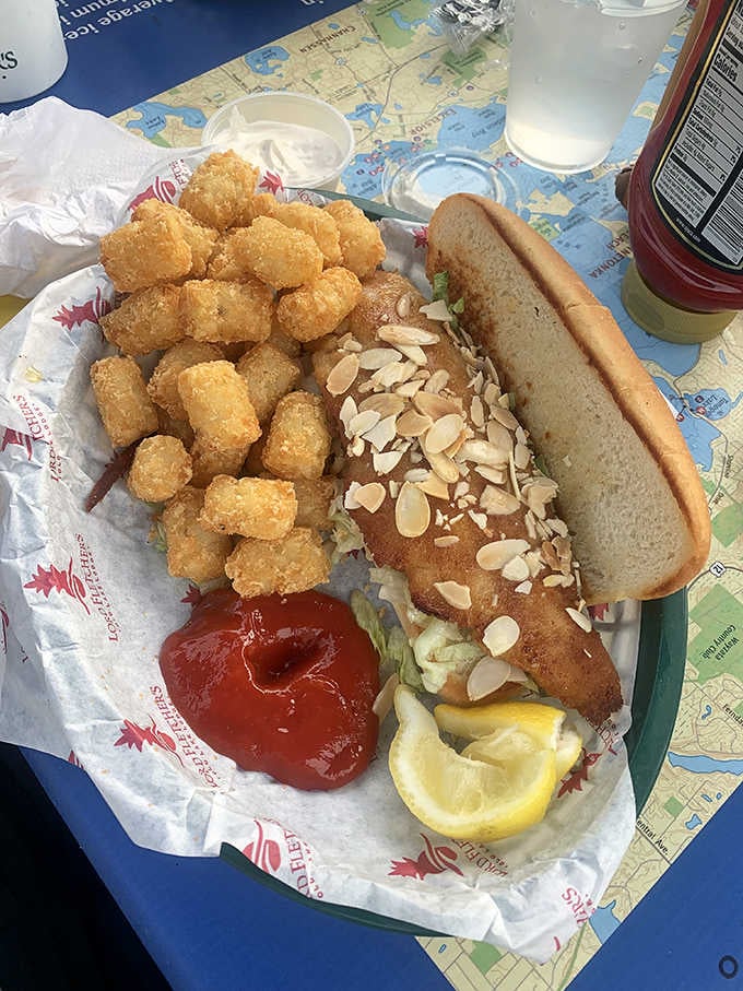 Crispy walleye meets golden tater tots in a basket that'll make you forget all about your diet plans.