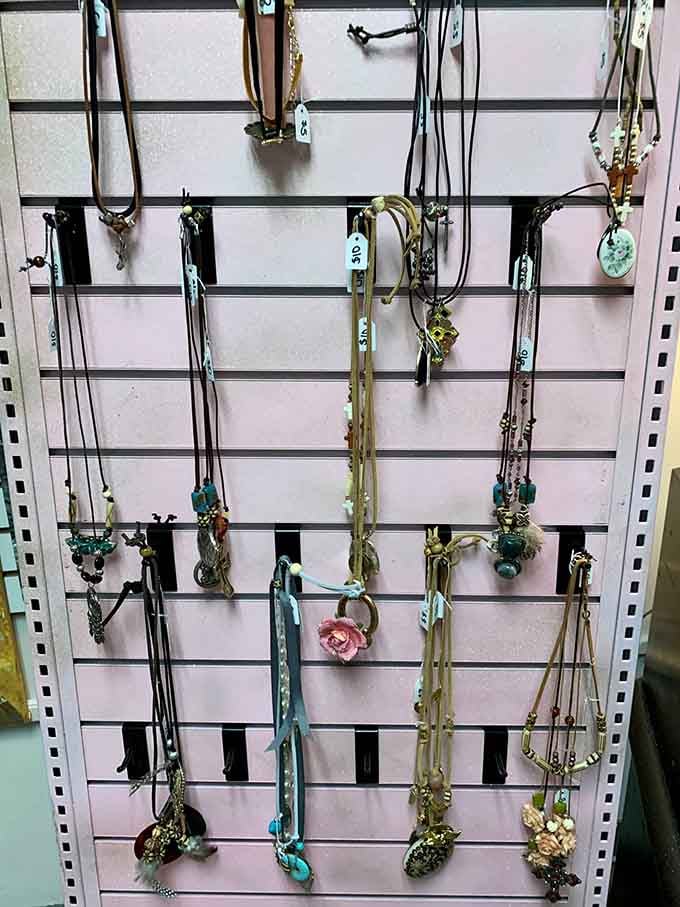 Necklaces dangling like possibilities, each one waiting to add that perfect finishing touch to your outfit.