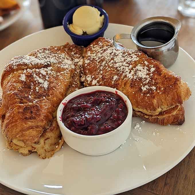 Croissants stuffed with mascarpone and marionberry compote: because regular French toast apparently wasn't fancy enough for Oregon.