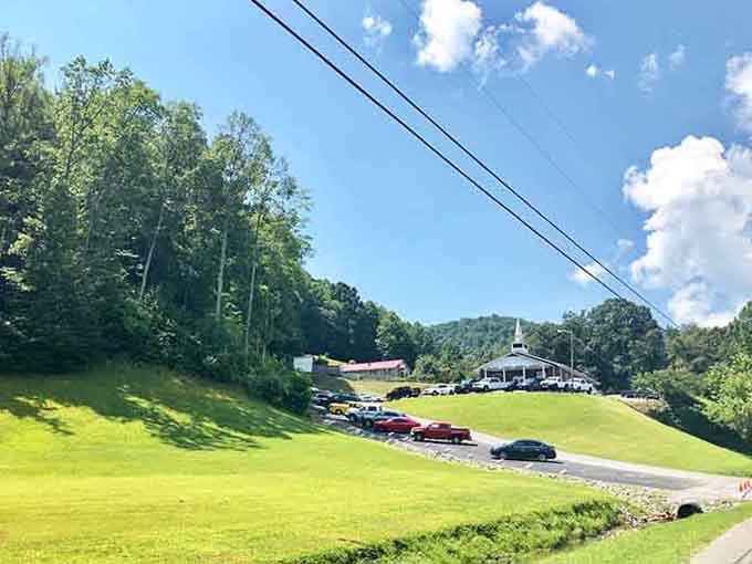Even the parking lots come with mountain views because Middlesboro doesn't do anything halfway.