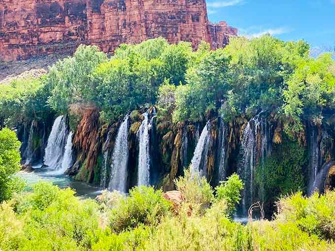 Moss and travertine create a living tapestry that took centuries to perfect, no rush jobs here.