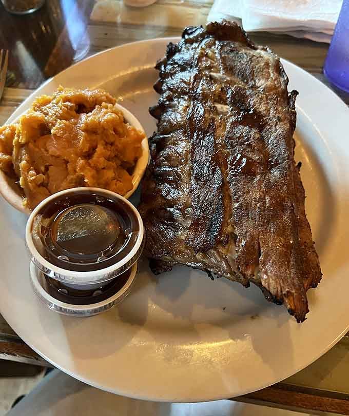 Ribs this beautifully caramelized should come with a warning label about causing serious food envy at neighboring tables.