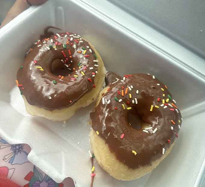 Chocolate frosting with rainbow sprinkles proves that sometimes the classics just need a little extra joy.