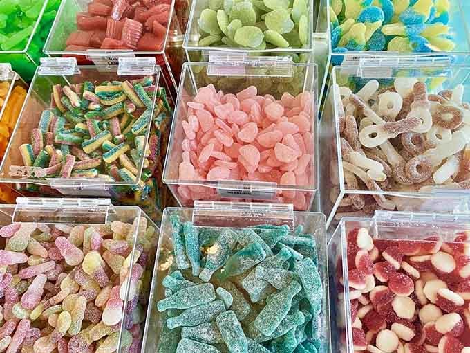A rainbow of gummies organized by hue, because even candy deserves to look this photogenic and delicious.