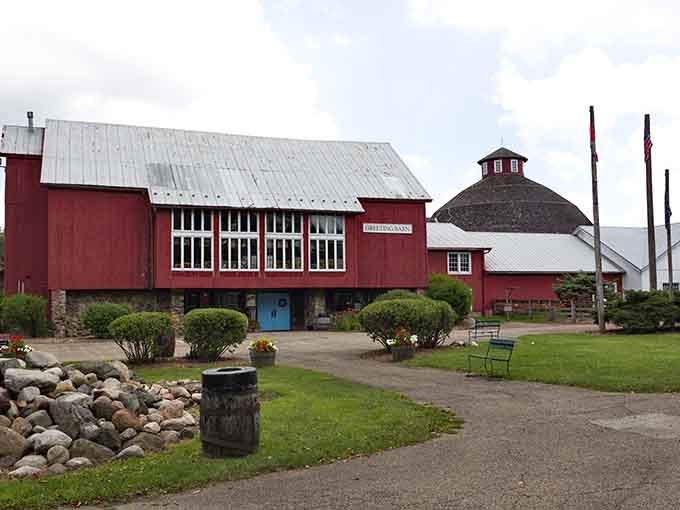 The Barns at Nappanee look like they've been plucked from a postcard, red paint gleaming under Indiana skies that go on forever.