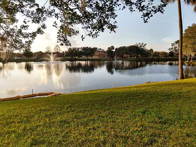 Tuscawilla Park's peaceful waters make you wonder why anyone pays beach prices for relaxation.